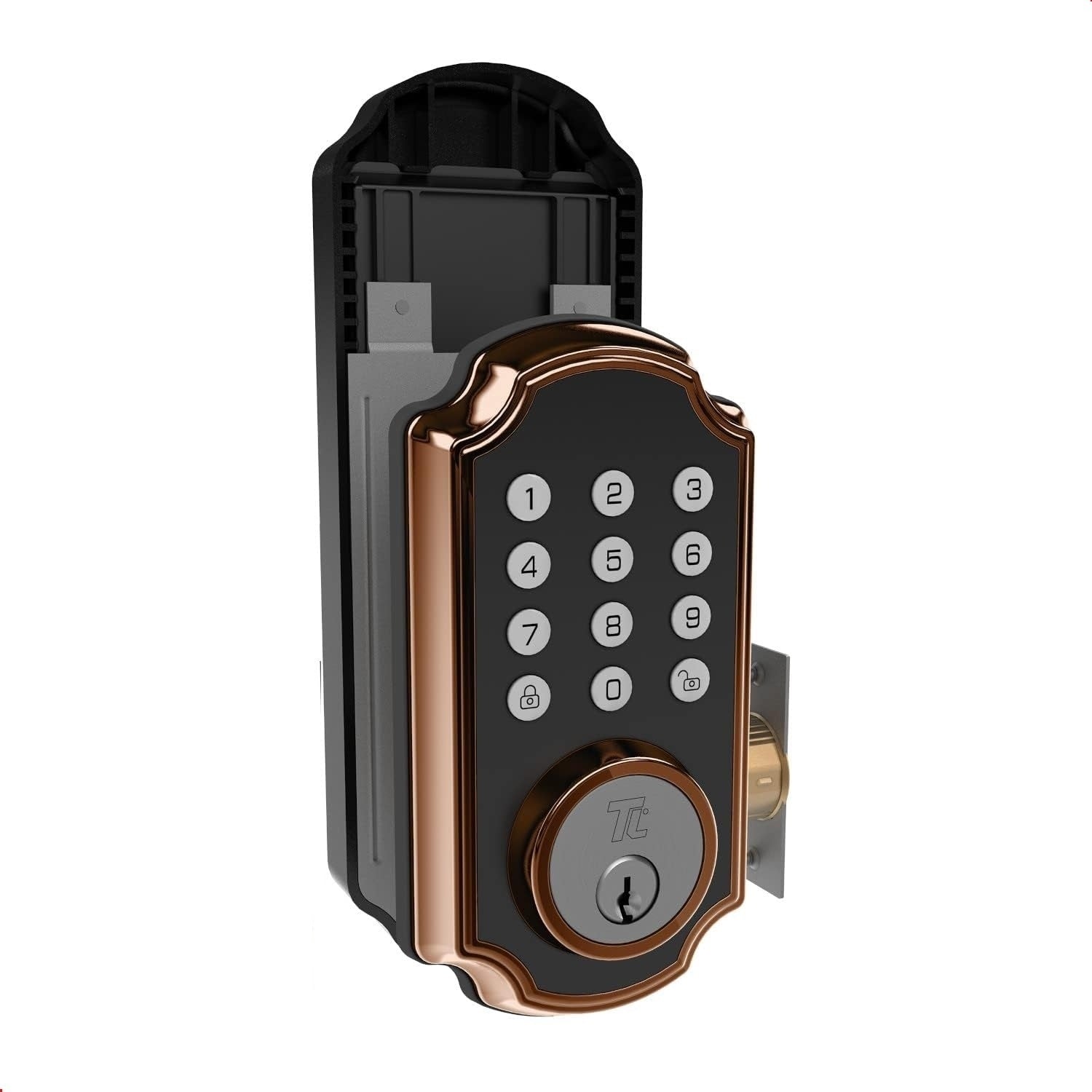 TurboLock Bronze Smart Lock with Lighted Keypad Single Cylinder Electr ...